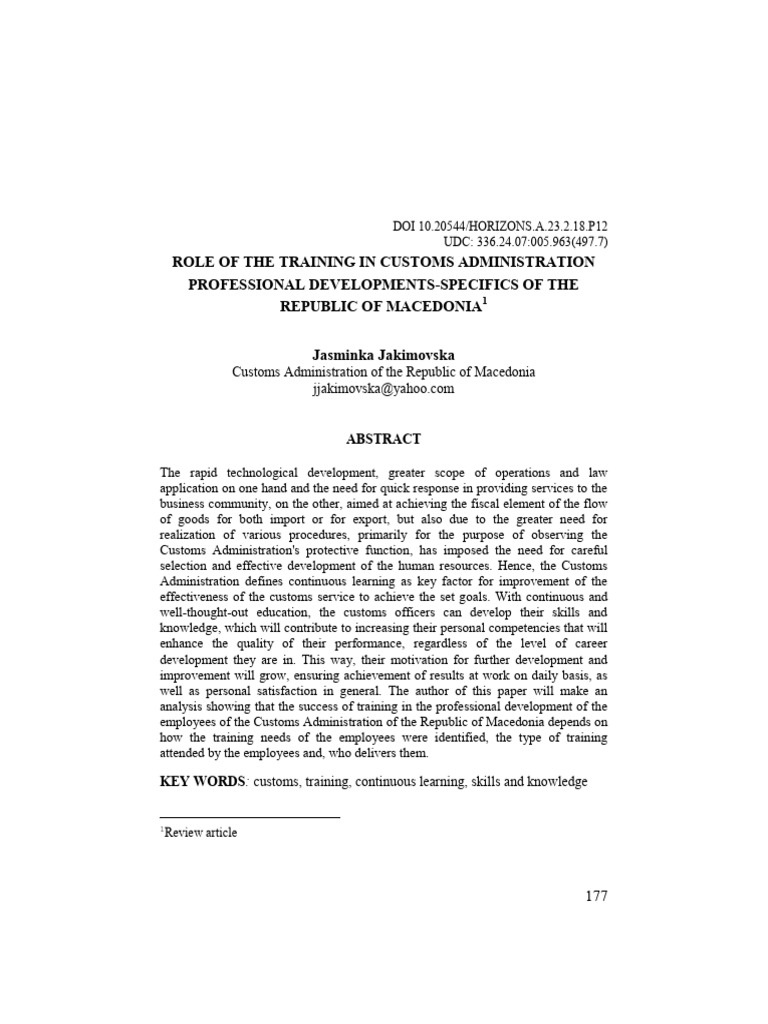 Training Impact on Customs Administration | PDF | Customs | Human Resources