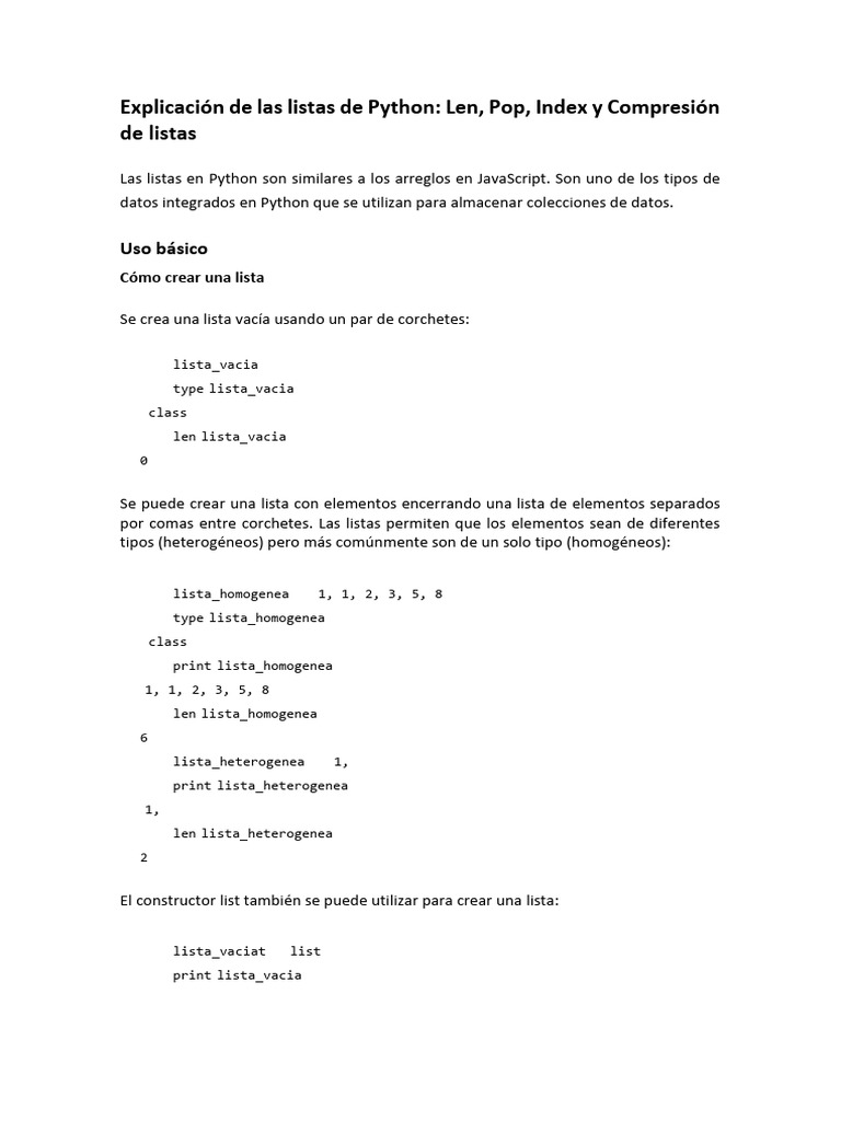 Explicación de Las Listas de Python | PDF | Python (lenguaje de ...