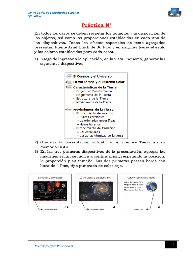 Práctica 1 Power Point 2° TRIM | PDF | Color | Microsoft PowerPoint