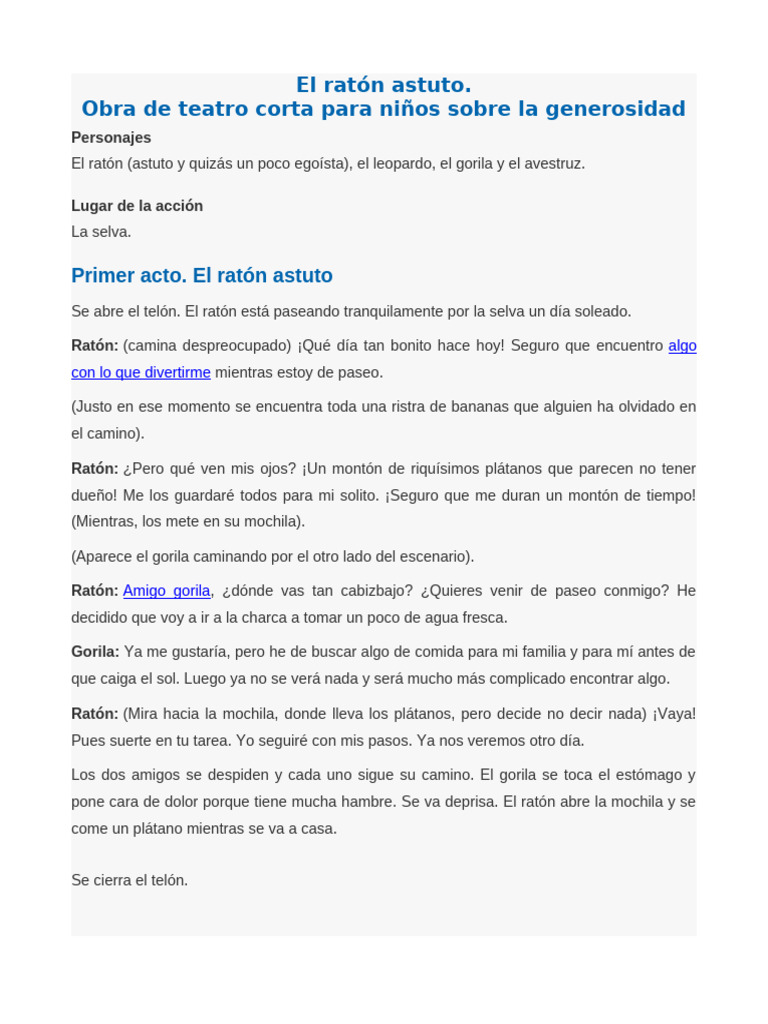 El ratón astuto y la generosidad | PDF