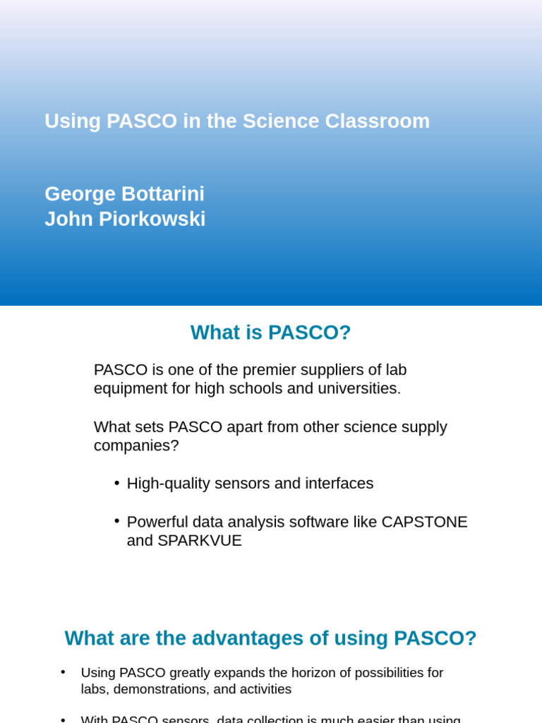 Understanding PASCO for Science Labs | PDF