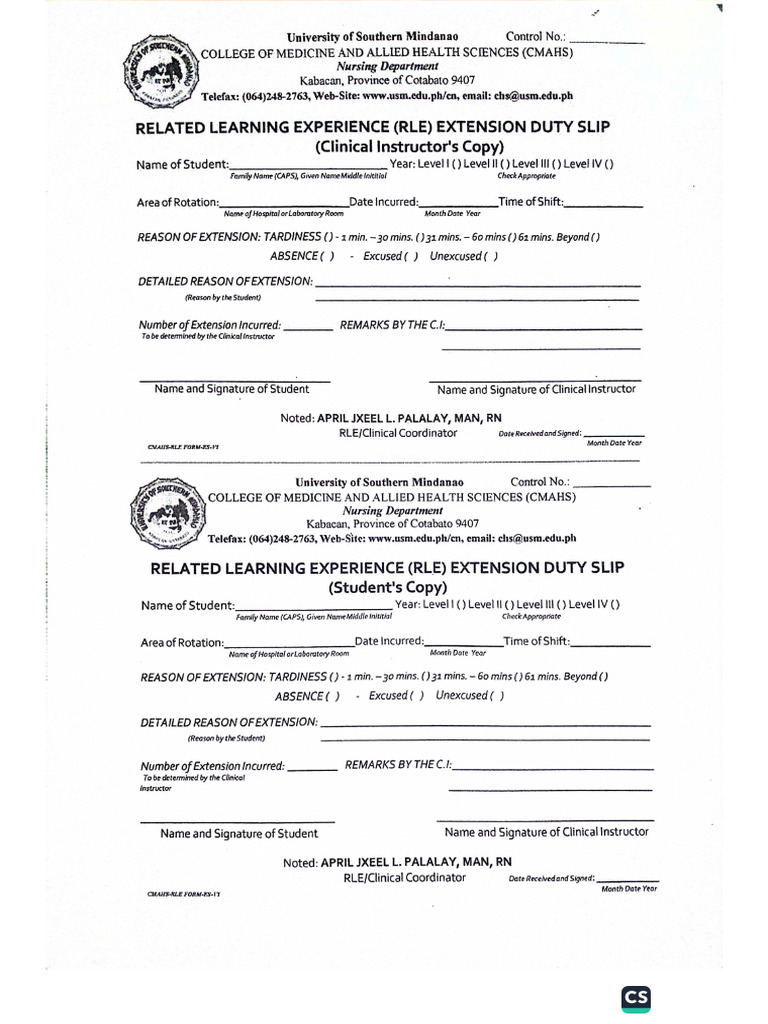 Extension Slip | PDF