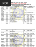 WAEC Timetable 2023 for Science Students | PDF | Plumbing | Science