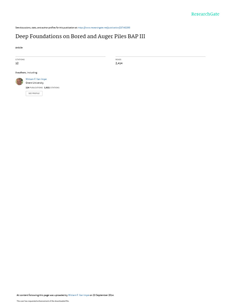 Deep Foundations On Bored and Auger Piles BAP III | PDF | Soil | Concrete