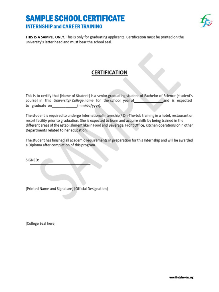 Sample Graduation Certification Template | PDF
