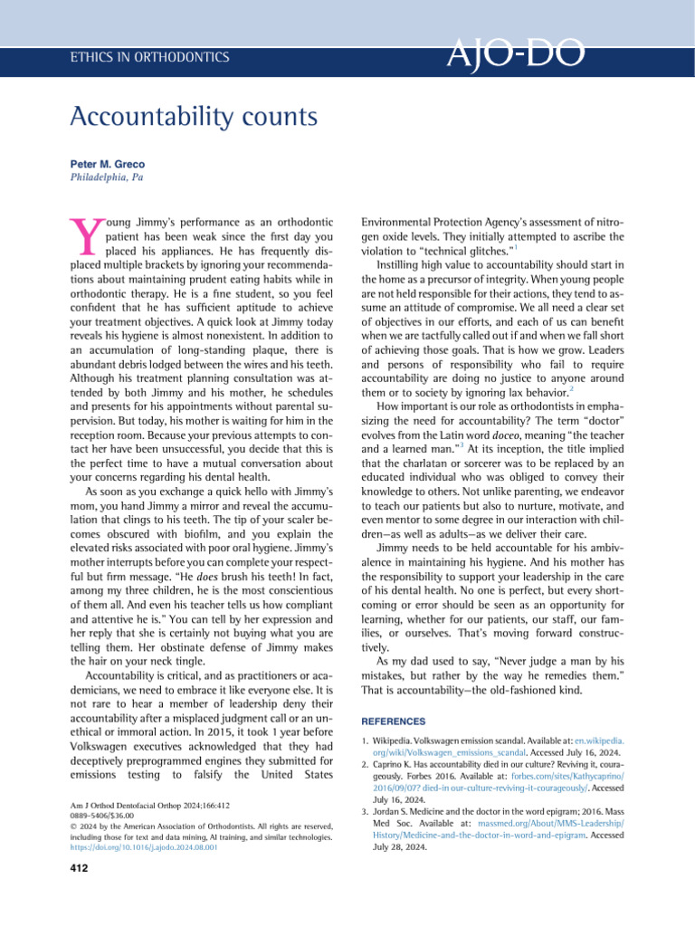 Accountability Counts Ymod | PDF | Orthodontics