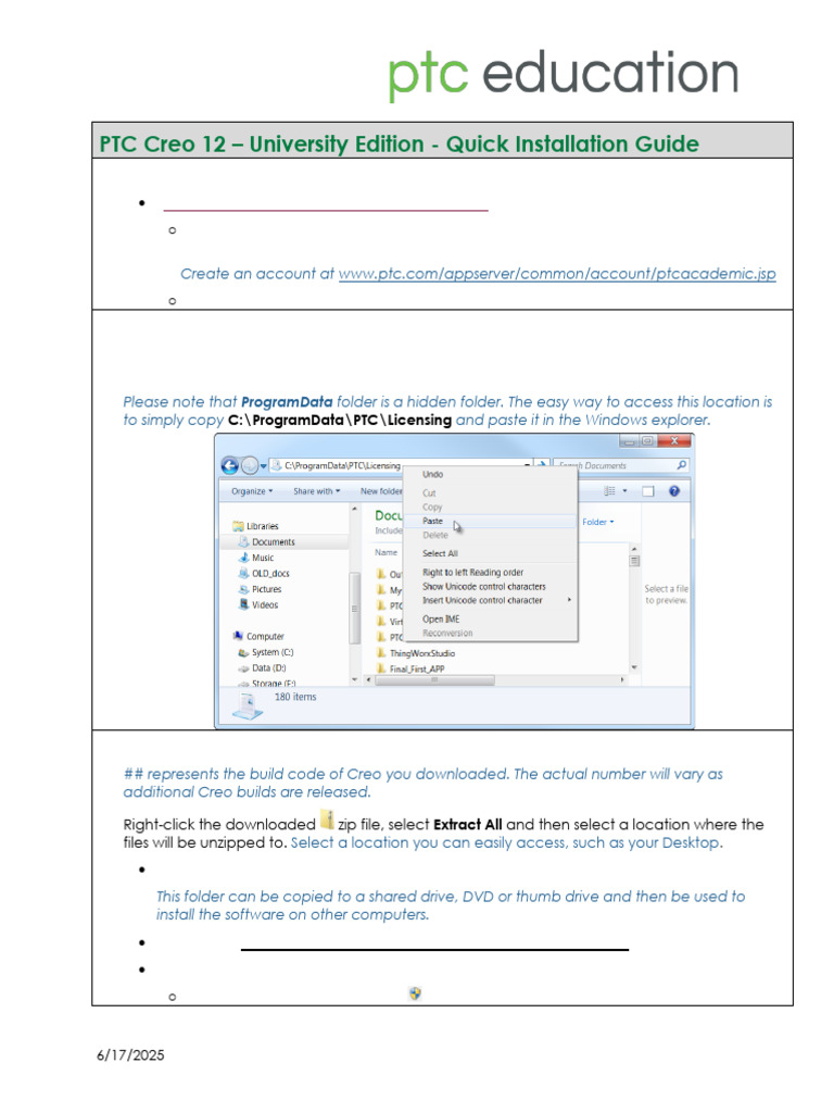 Creo 12 University Edition Installation Guide | PDF | Zip (File Format ...