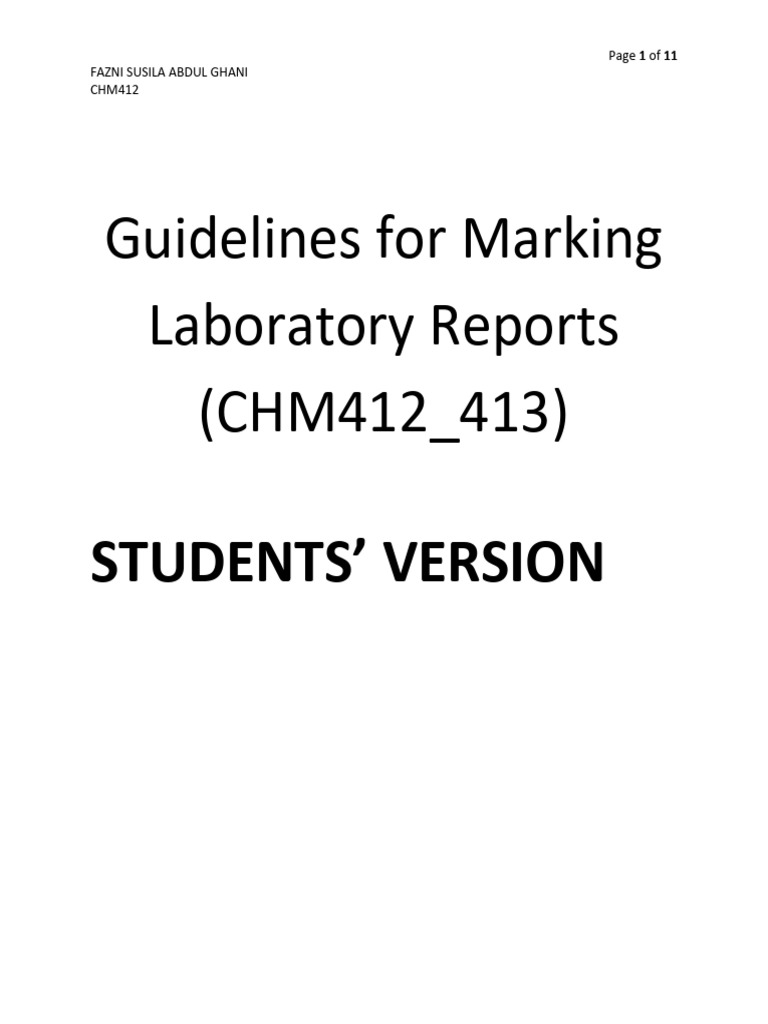 CHM412 Laboratory Report Guidelines | PDF | Experiment | Solvent