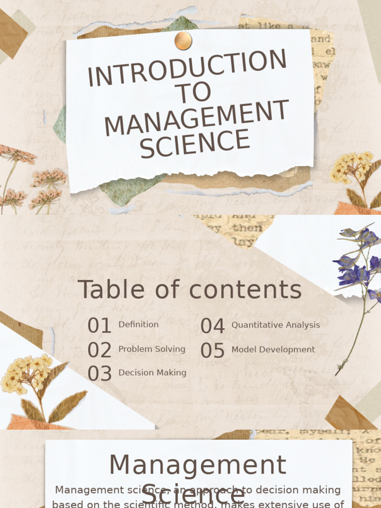 Introduction To Management Science | PDF | Quantitative Research | Analysis