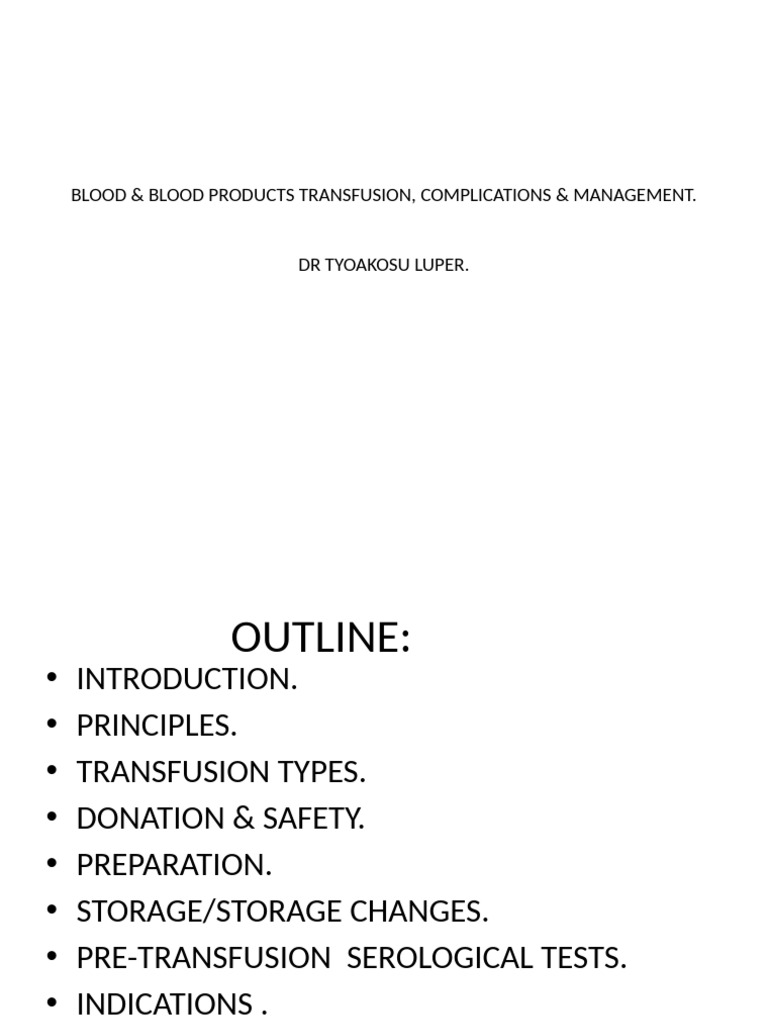 Blood Transfusion Complications Overview | PDF | Blood Transfusion ...