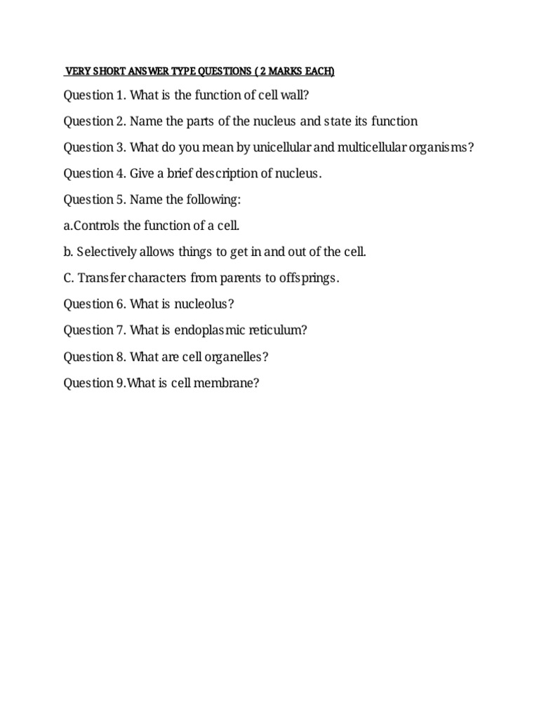 Very Short Answer Type-1 | PDF