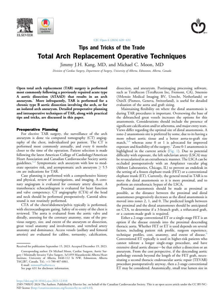 Total Arch Replacement Techniques Guide | PDF | Medical Specialties ...