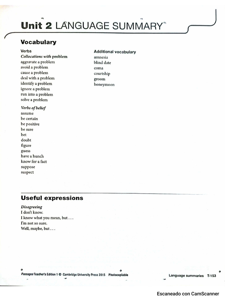 Vocabulary Unit 2 | PDF