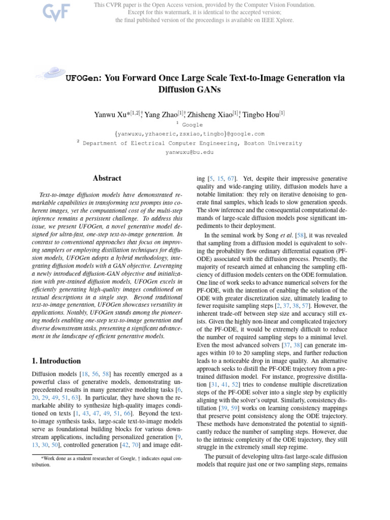UFOGen_ You Forward Once Large Scale Text-To-Image Generation via Diffusion GANs | PDF ...