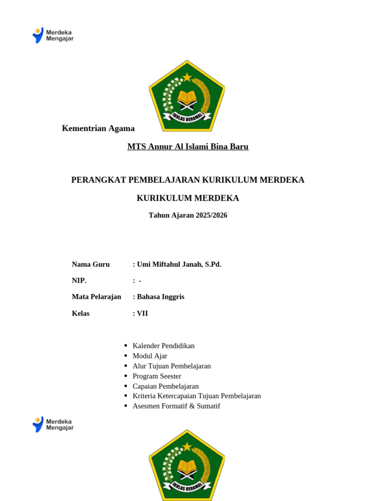Sapul RPP Kurikulu Erdeka | PDF