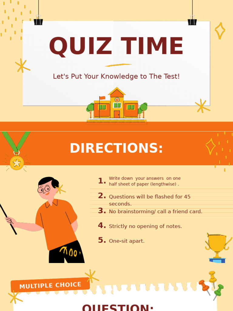 Yellow Quiz Time Class Illustration Presentation | PDF