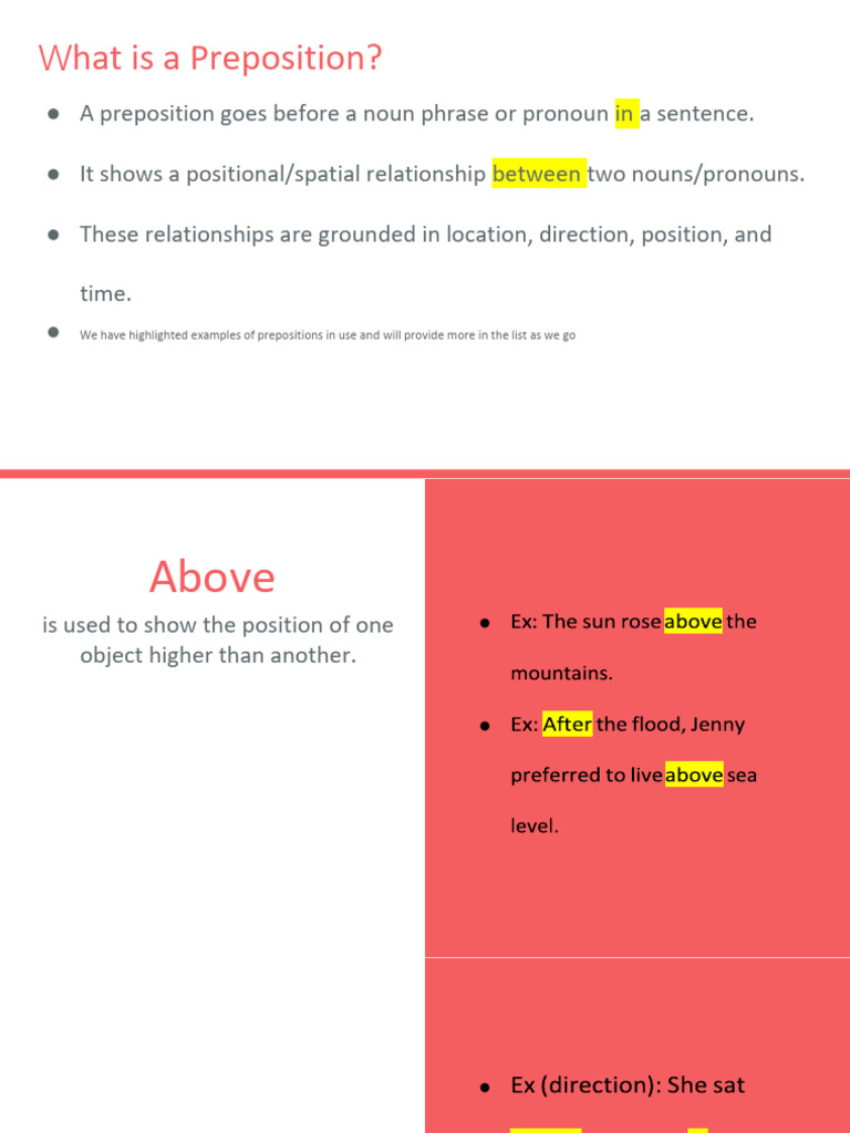 Understanding Prepositions and Their Uses | PDF | Object (Grammar ...