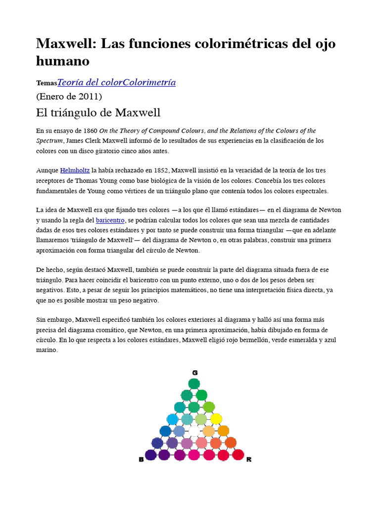 Triángulo de Maxwell en Colorimetría | PDF | Color | James Clerk Maxwell