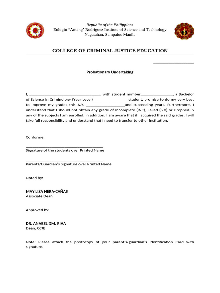 Probationary Undertaking 1 1 | PDF