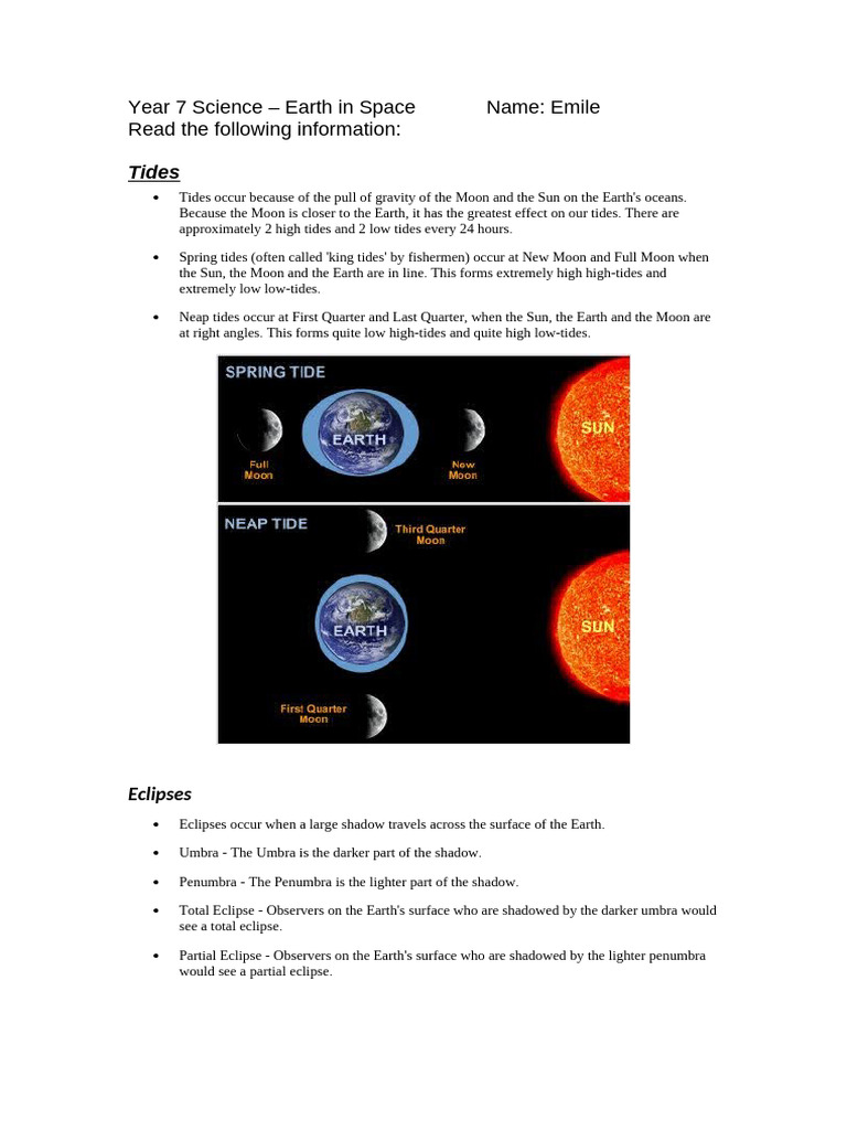7HW Seasons Tides Eclipses | PDF | Eclipse | Tide