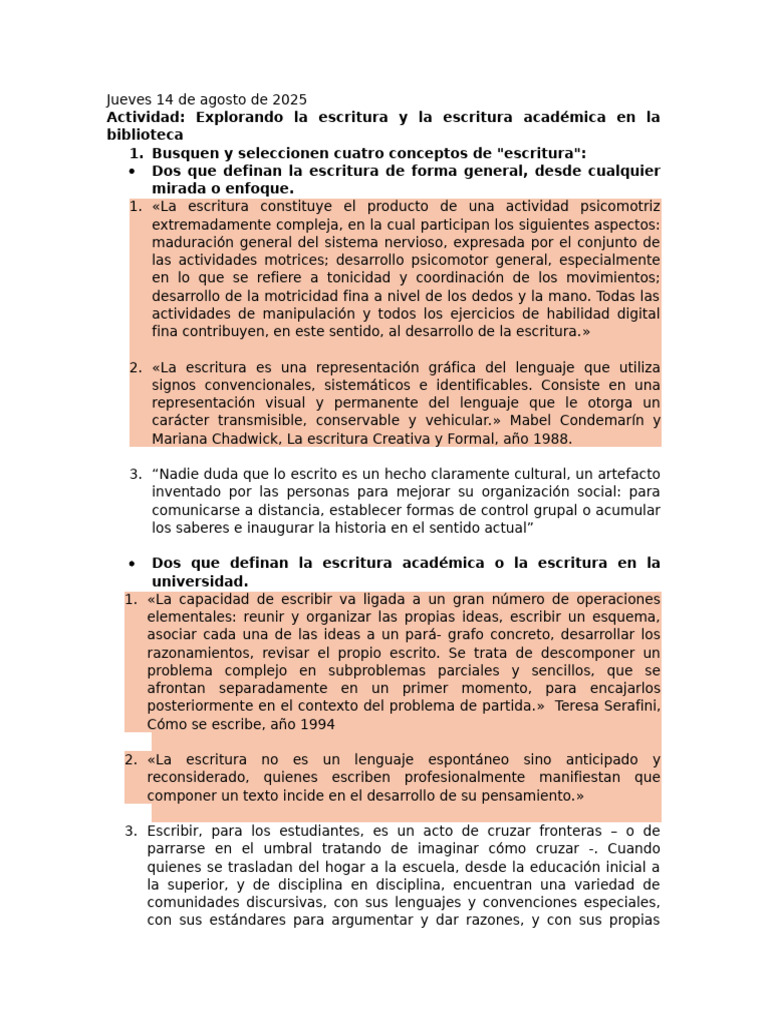 Definición y Reflexión sobre Escritura | PDF | Pensamiento | Escritura