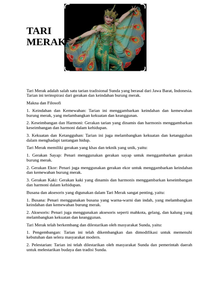 Keindahan Tari Merak Tradisional Sunda | PDF