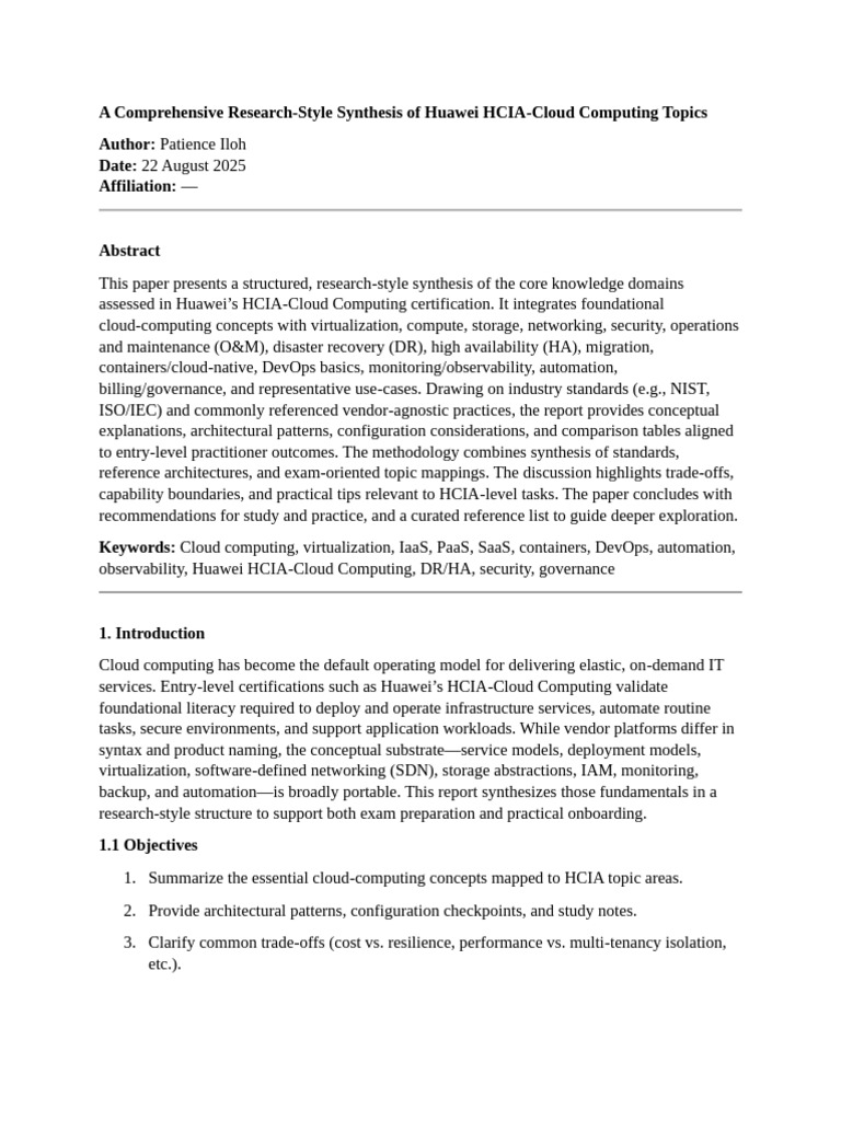 Huawei HCIA Research Work | PDF | Cloud Computing | Virtual Machine
