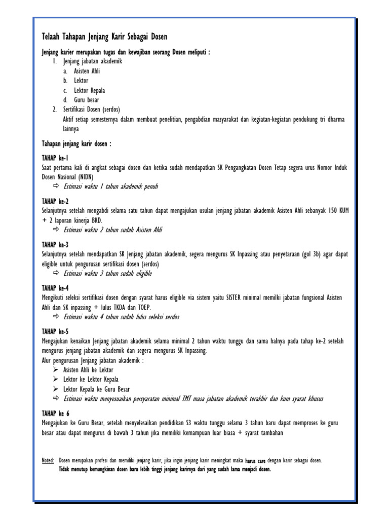 Tahapan Jenjang Karir Dosen | PDF