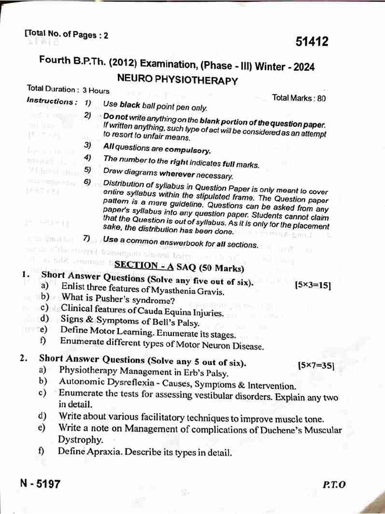 Final Yr PT Neuro | PDF