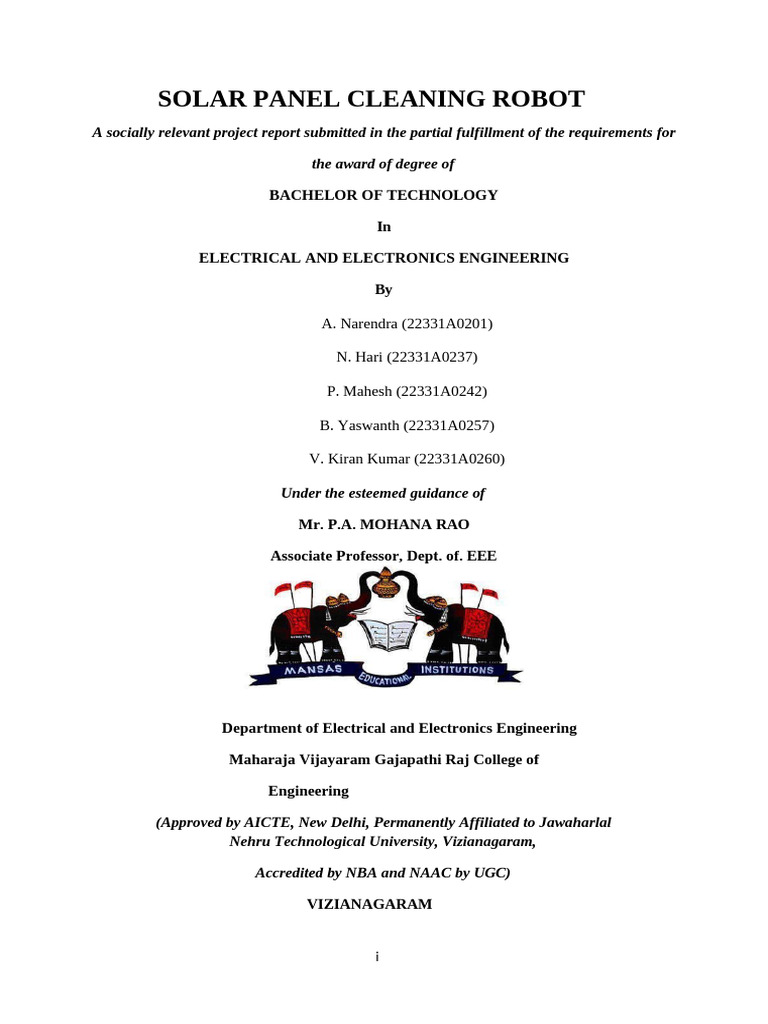 SRP - Solar Project Report-1 | PDF | Solar Panel | Engineering