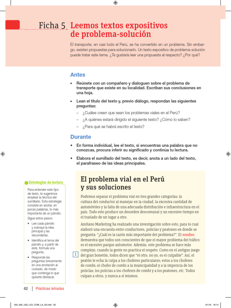 Leemos Textos Expositivos de Problema Solución | PDF | Transporte