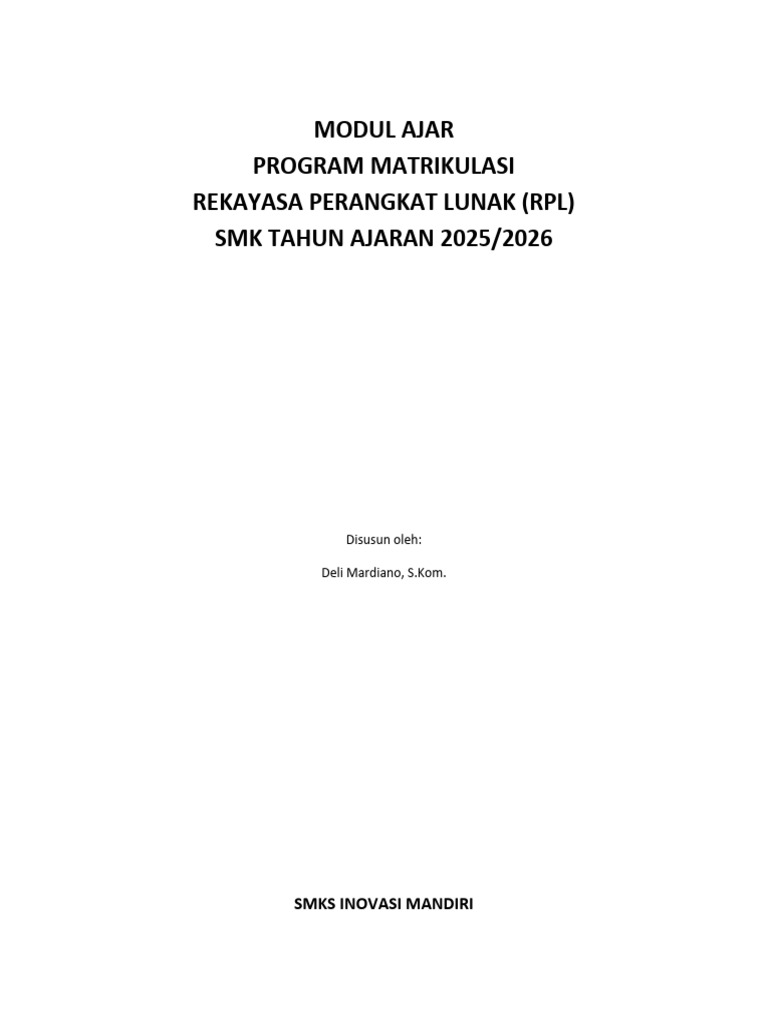 Modul Matrikulasi RPL 2025 | PDF