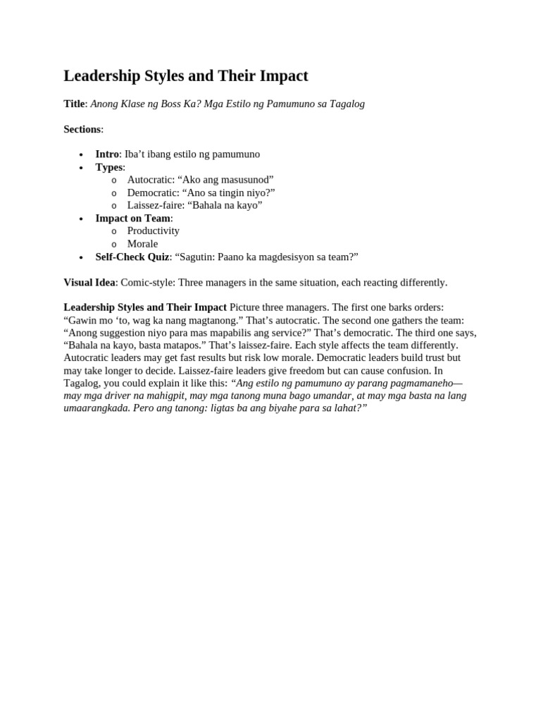 Leadership Styles and Their Impact | PDF