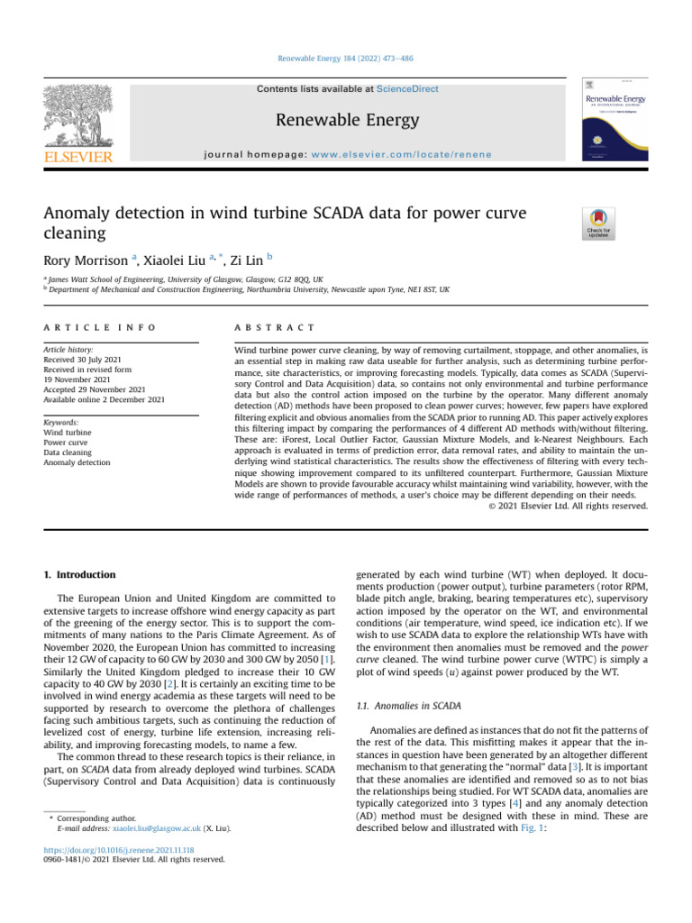 Anomaly Detection in Wind Turbine SCADA Data | PDF | Outlier ...