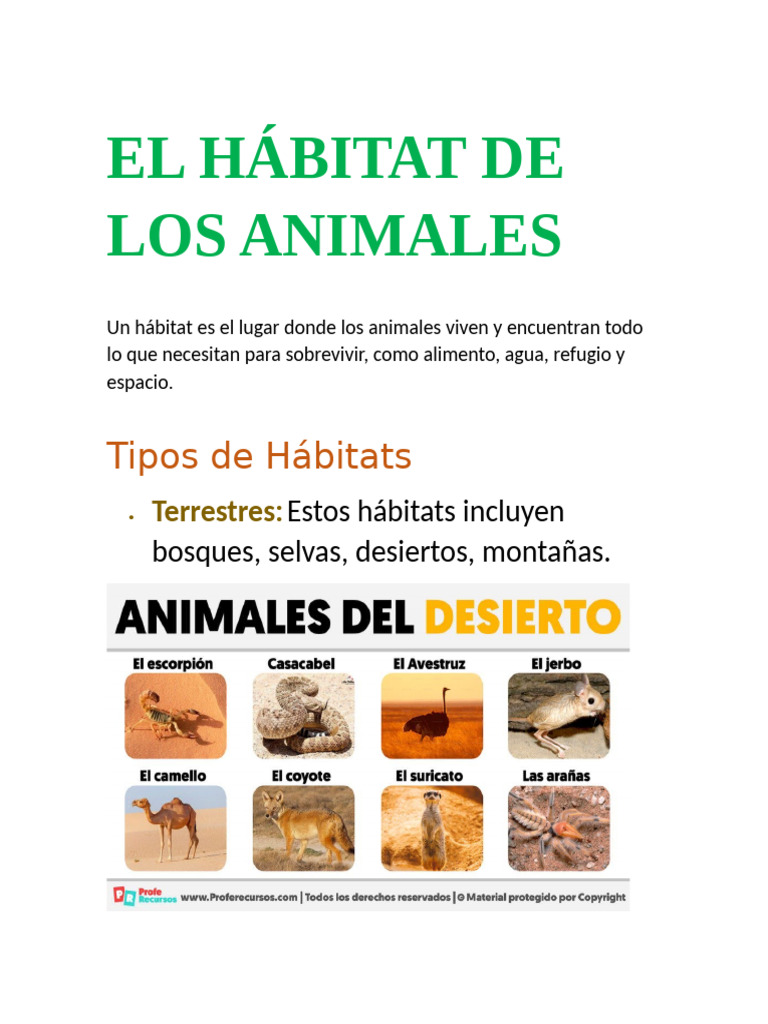 Tipos de Hábitats de Animales | PDF
