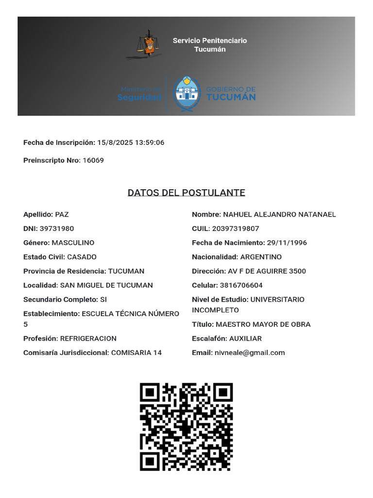 Formulario Preinscripcion SPPT | PDF