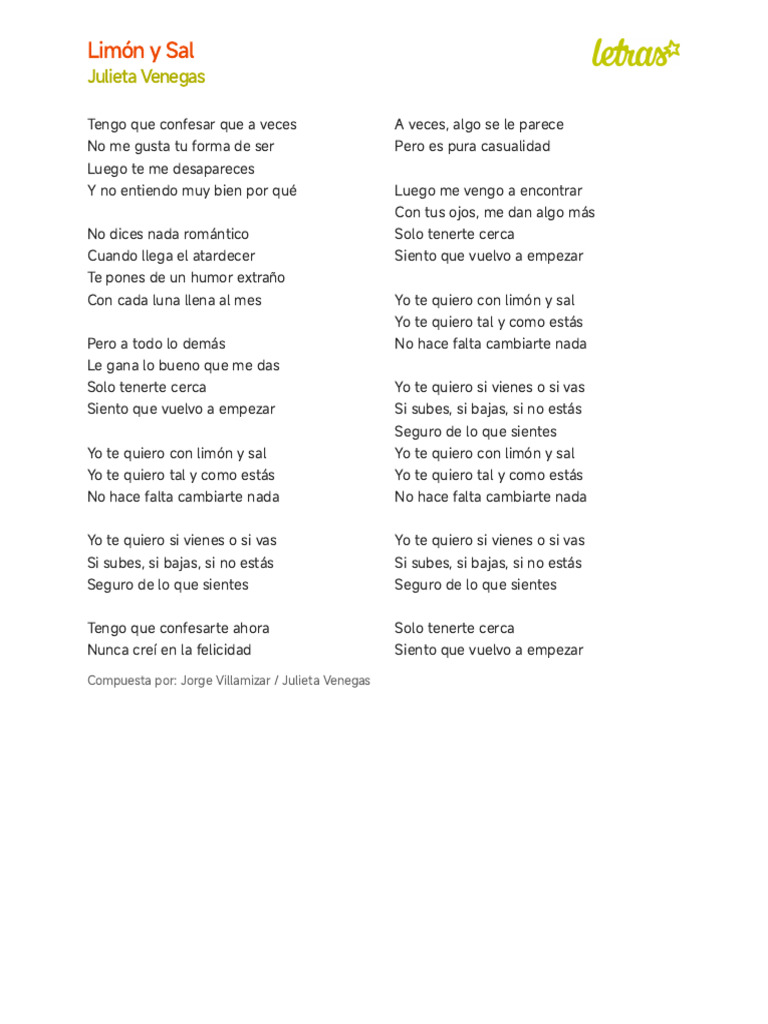 Limón y Sal - Julieta Venegas (Impressão) | PDF
