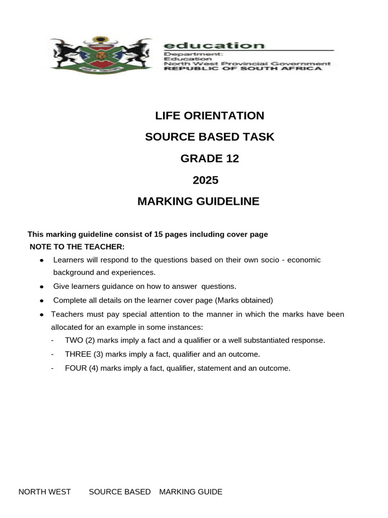 Grade 12 Life Orientation Marking Guide | PDF | Entrepreneurship | Thought