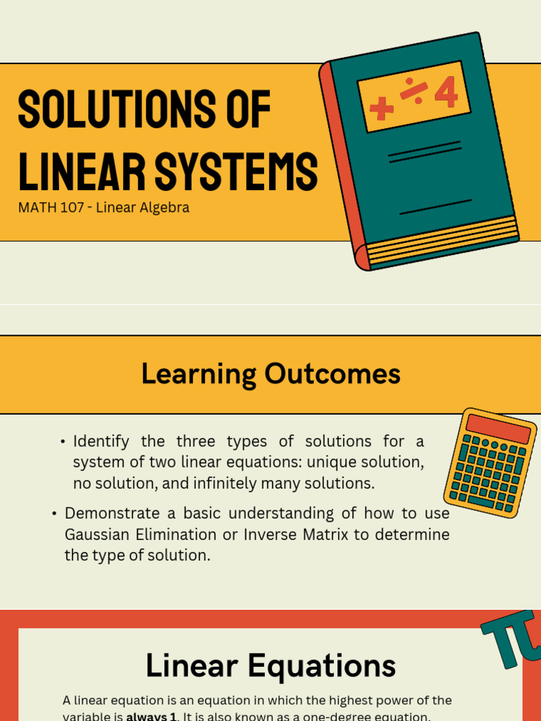Types of Solutions in Linear Systems | PDF | System Of Linear Equations ...