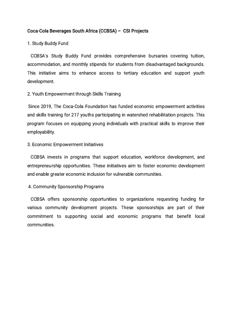 Woolworths and Coca-Cola CSI Projects | PDF | Economies