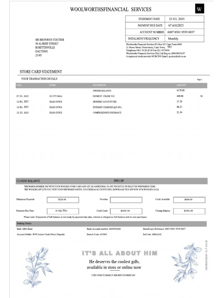 woolworthsfinancial services | PDF