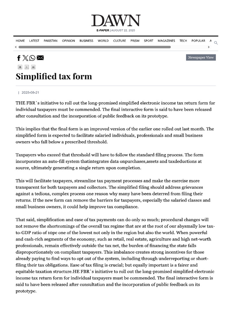 Simplified Tax Form | PDF