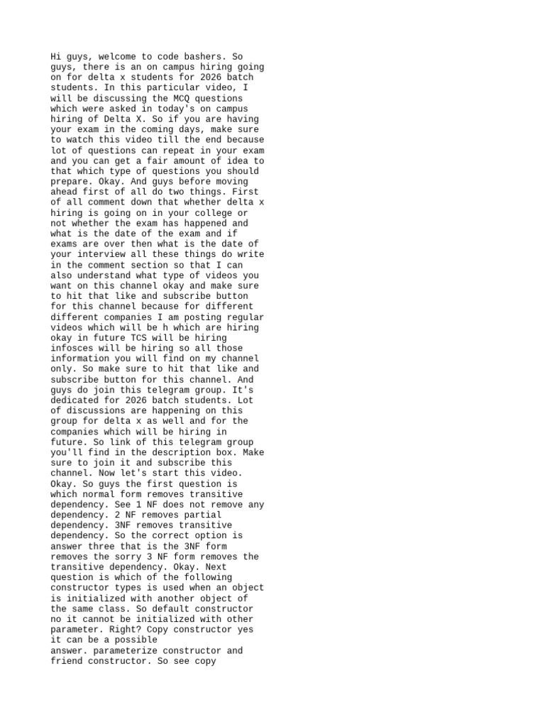 (English (Auto-Generated) ) Deltax MCQ Questions and Answers 2025 - DeltaX Assessment Questions ...