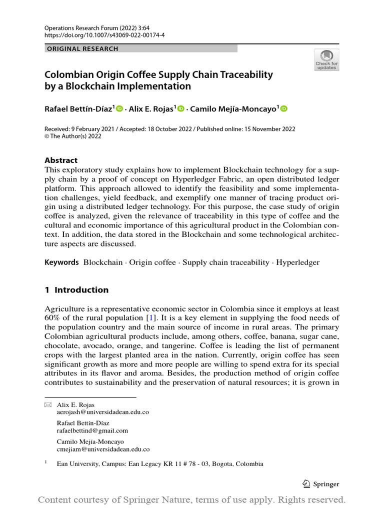 Blockchain for Colombian Coffee Traceability | PDF | Computer Network