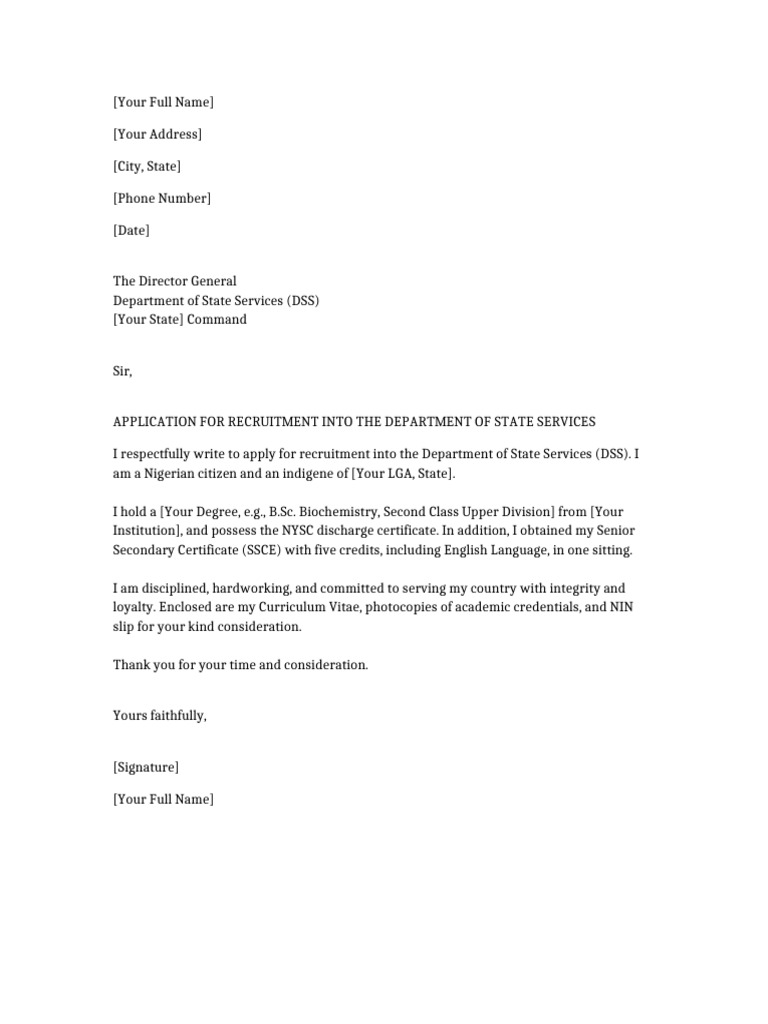 DSS Recruitment Application Letter | PDF