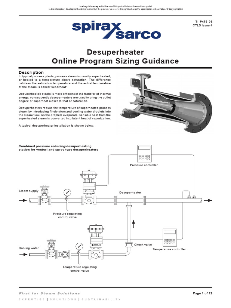 Desuperheater Sizing Guidance | PDF | Steam | Water