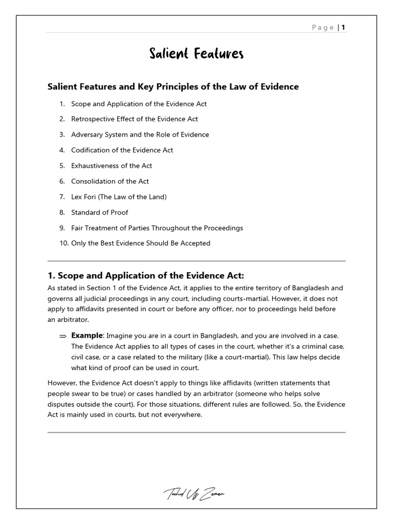 Salient Features | PDF | Burden Of Proof (Law) | Evidence (Law)