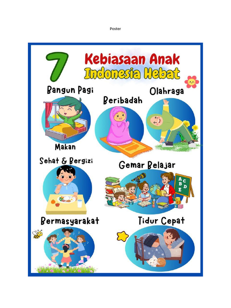 Poster 7 Kebiasaan Anak Indonesia Hebat | PDF