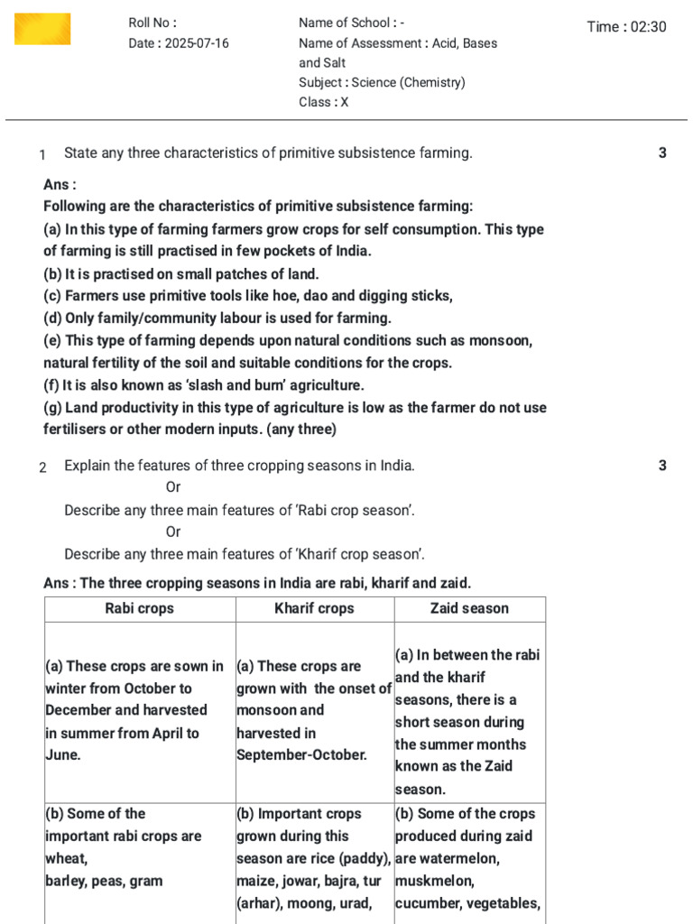 Chapter Agriculture MCQ and Case Base | PDF | Agriculture ...