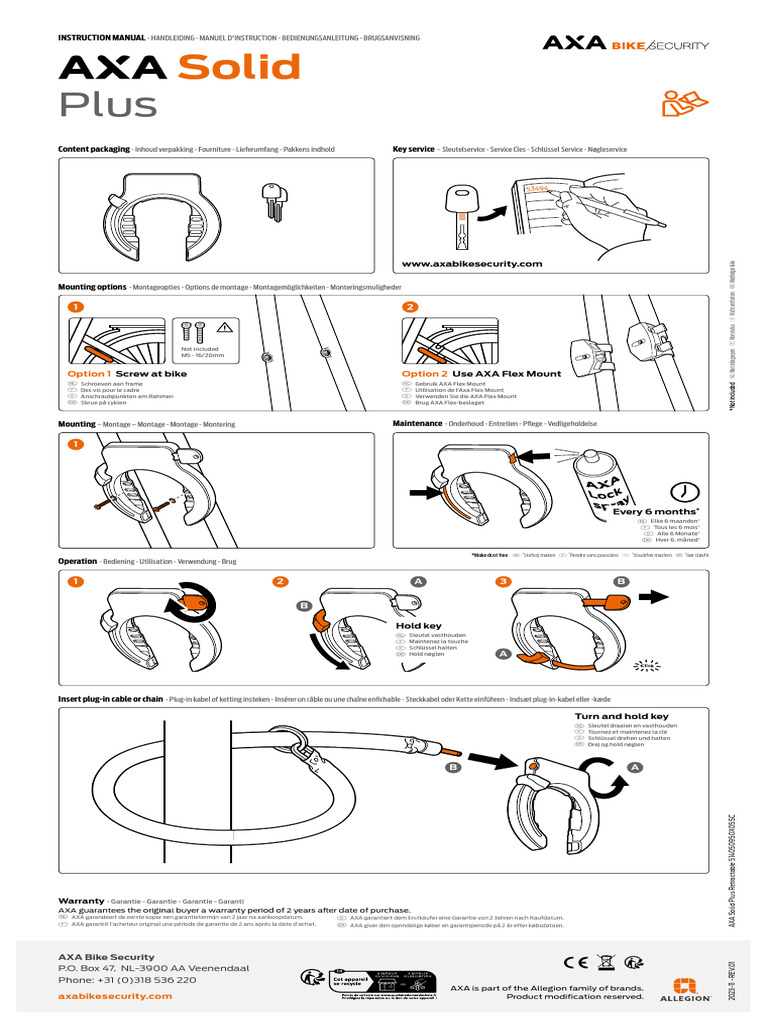 Handleiding Axa Solid Plus F0020643 0001 | PDF